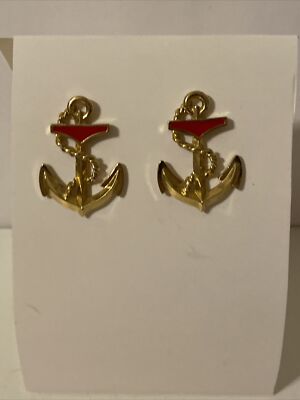 Vintage Avon Anchor Earrings Gold Enamel | eBay