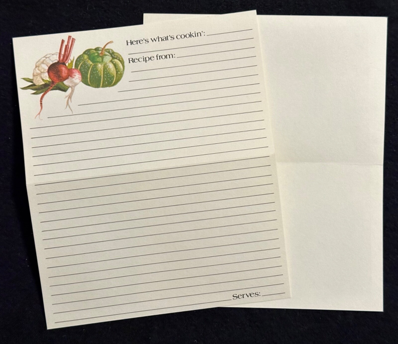 Vintage Current Recipe Cards Here’s What’s Cookin’ Double Card | eBay