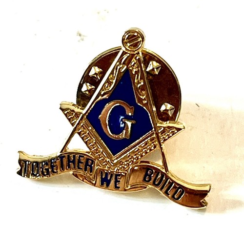 Vintage Freemason Masons Pin G Square Compass Together We Build Gold ...
