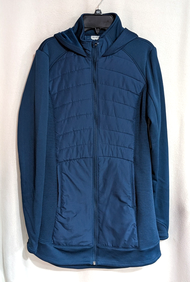 Tek Gear Women's Blue Crayon Hooded Long Mixed Media Jacket (WT33A206RS ...