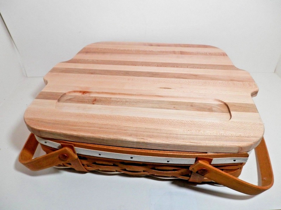 Longaberger 2010 Gourmet Basket with Butcher Block Woodcrafts Lid - New ...