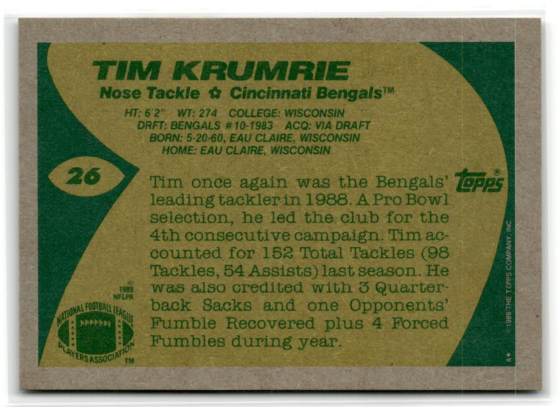 1989 Topps - #26 Tim Krumrie for sale online | eBay