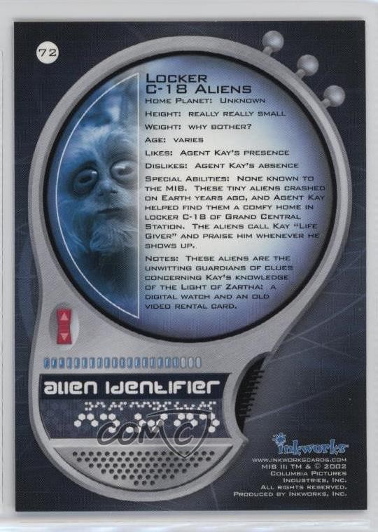 2002 Inkworks Men in Black II Locker C-18 Aliens #72 0kz8 | eBay
