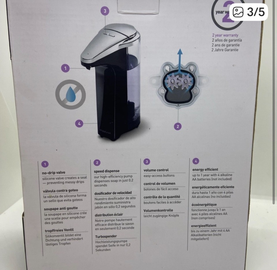 simplehuman Touch Free Automatic Soap /sanitizer Dispenser 8oz white ...