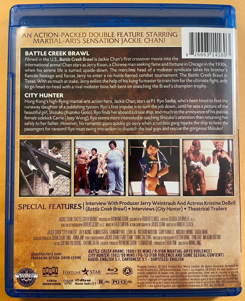 Jackie Chan Double Feature - Battle Creek Brawl / City Hunter (Blu-ray, 2010) 75993999334 | eBay