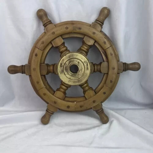 12" Wooden Steering Wheel Pirates Boat Ship Captain Nautical Maritime ...