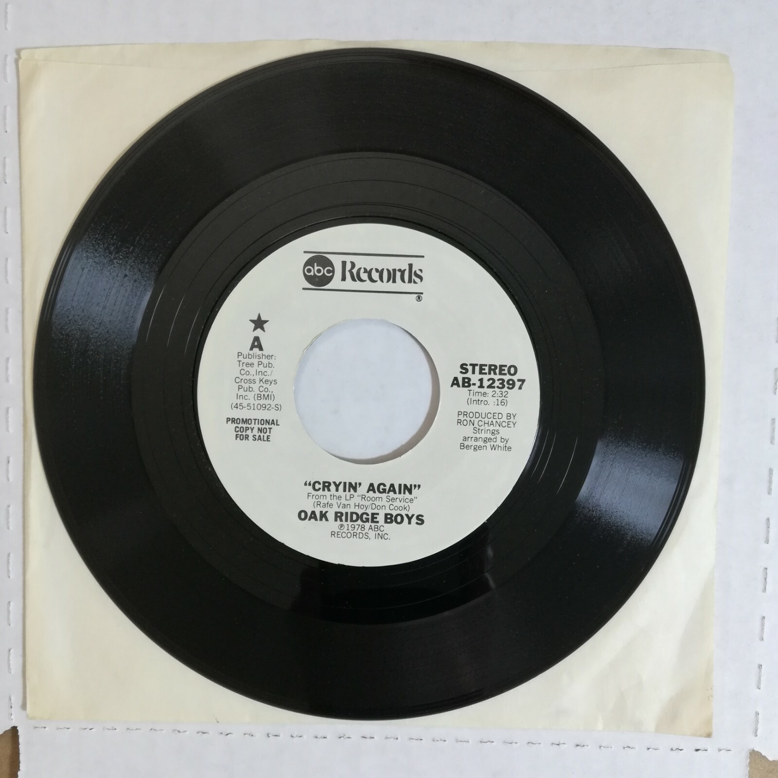 OAK RIDGE BOYS Cryin' Again 1978 45 ABC AB-12350 NM PROMO | eBay