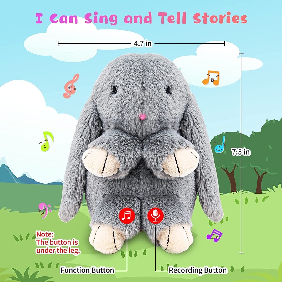 Talking Bunny Toys For Kids, Repeats What You Say, Interactive Stuffed ...