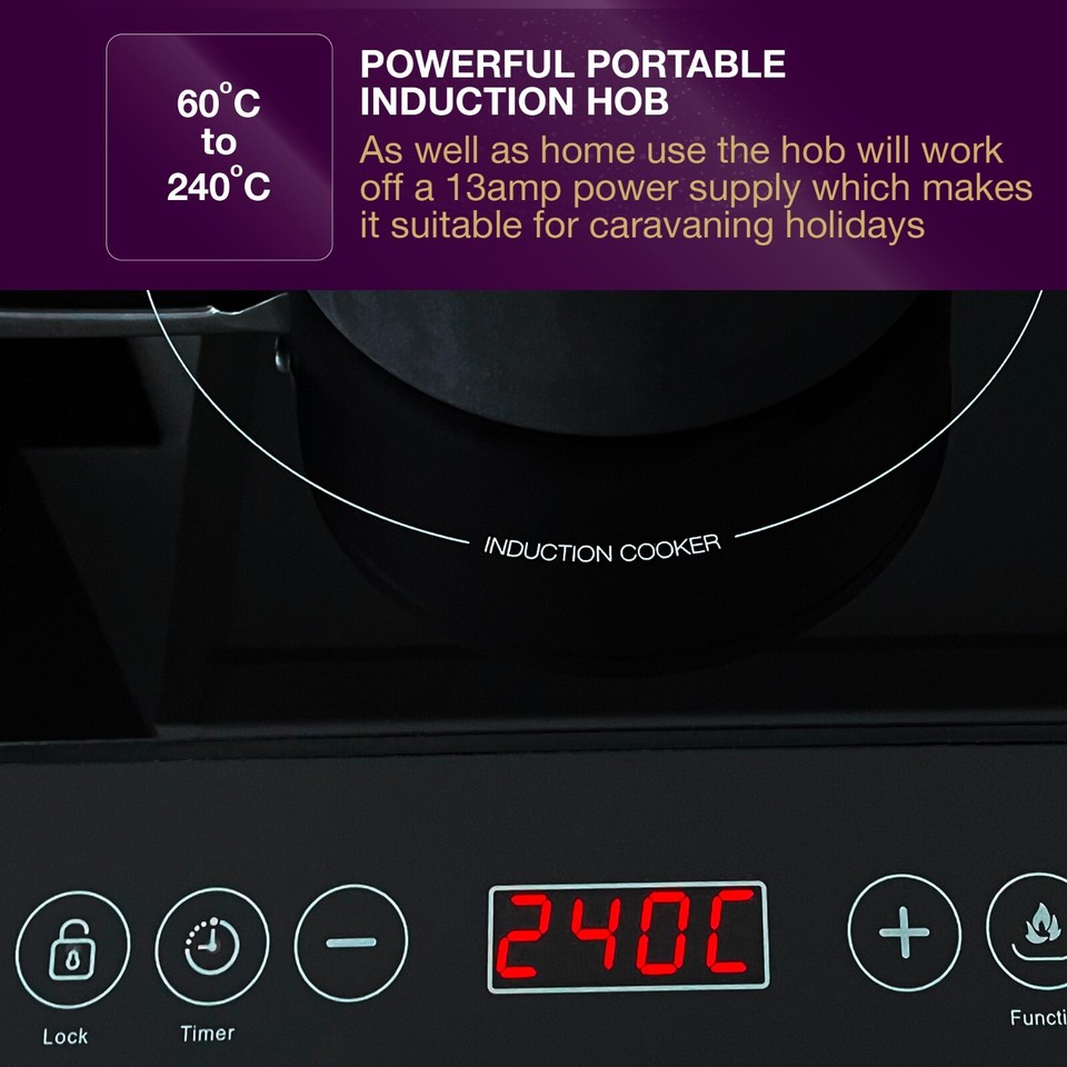 Portable Induction Hob Electric Digital Single Hot Plate Cooker ...