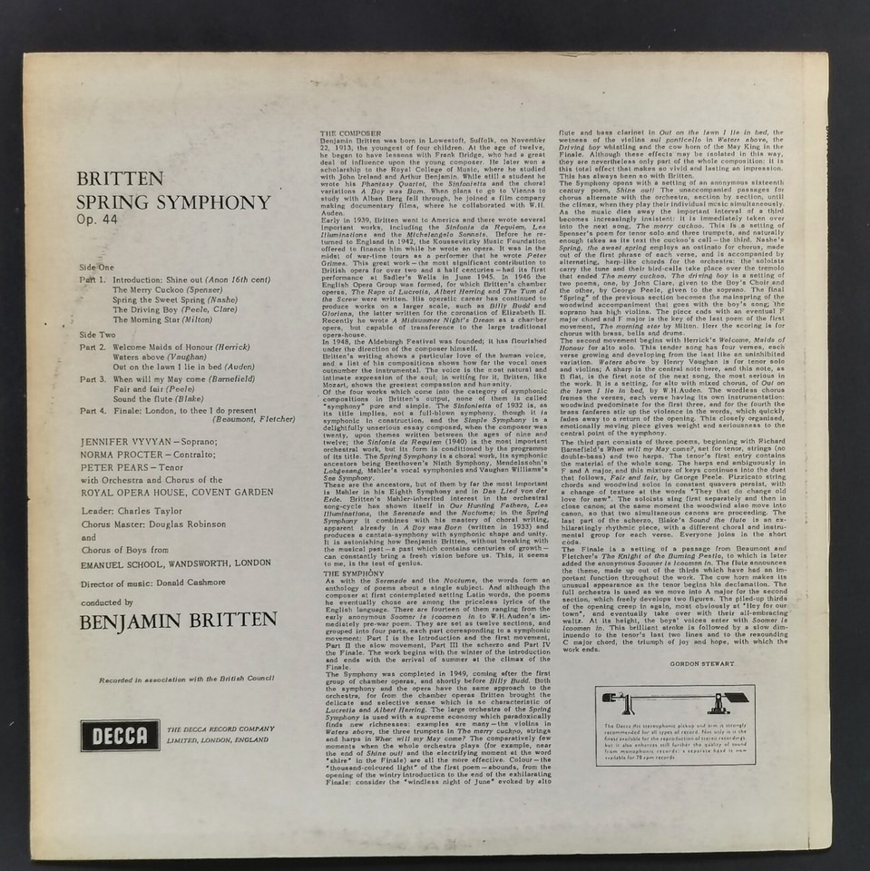 DECCA SXL-2264 wide band Vinyl LP - Britten - Spring Symphony | eBay