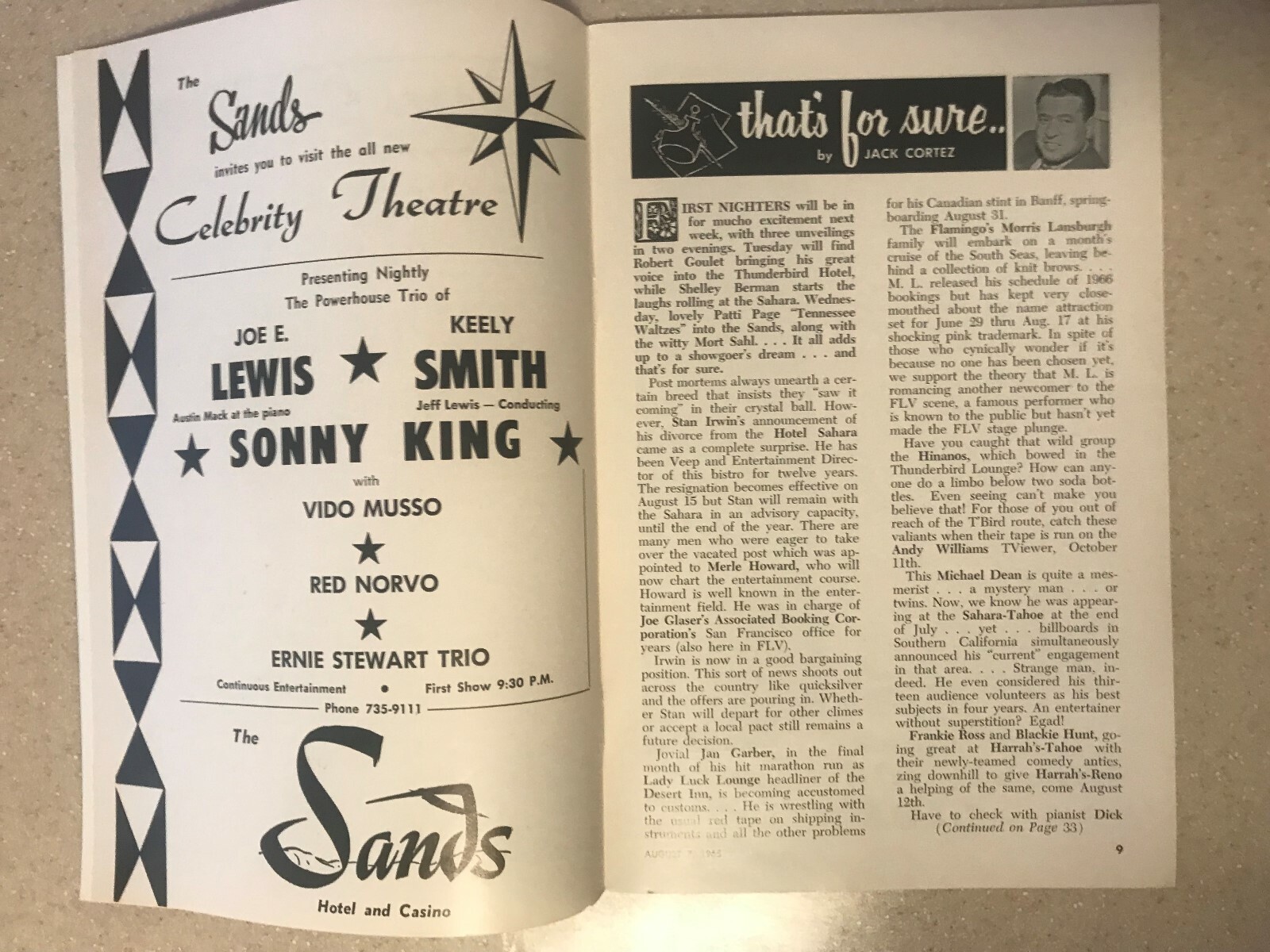 Fabulous Las Vegas Magazine Jane & Joan Ryba The Flattops Miss Loni 8/7 ...