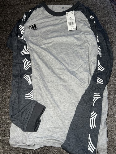 Adidas Long sleeve Shirt Logo Men L Gray MSRP $40 | eBay