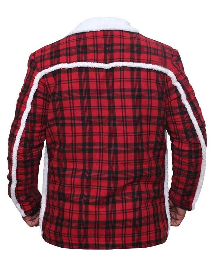 Men's Deadpool Wade & Vanessa Cotton Flannel Jacket Shearling Collar ...