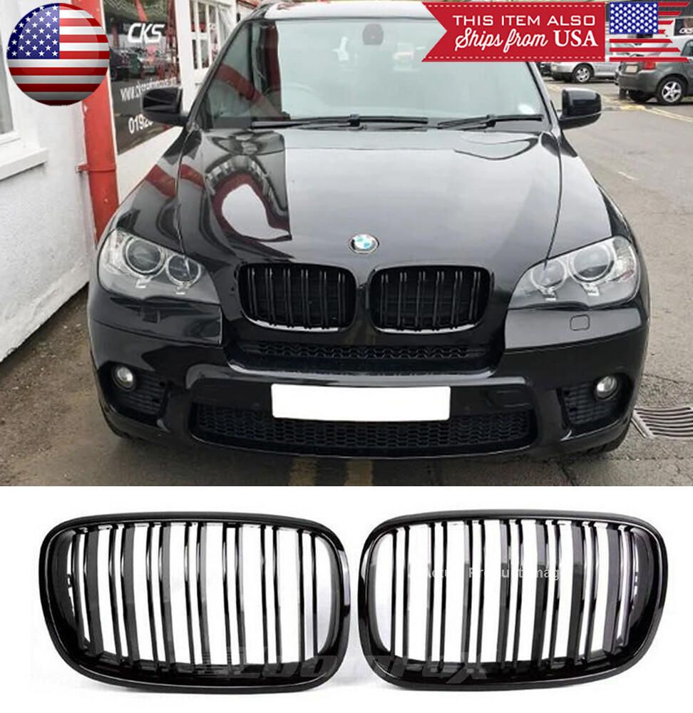Gloss Black Bumper Double Slats Grille Grill Fit 07-13 BMW X5 E70 08-14 ...