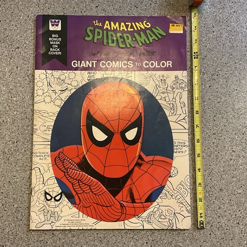 Spider-Man Giant Comics to Color 15”x11” Uncolored 1976 Whitman ...