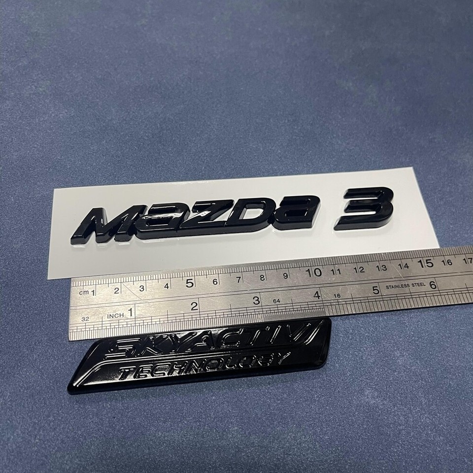 2x SKYACTIV TECHNOLOGY & Maz-d-a 3 Rear Trunk Emblem Badge Gloss Black ...