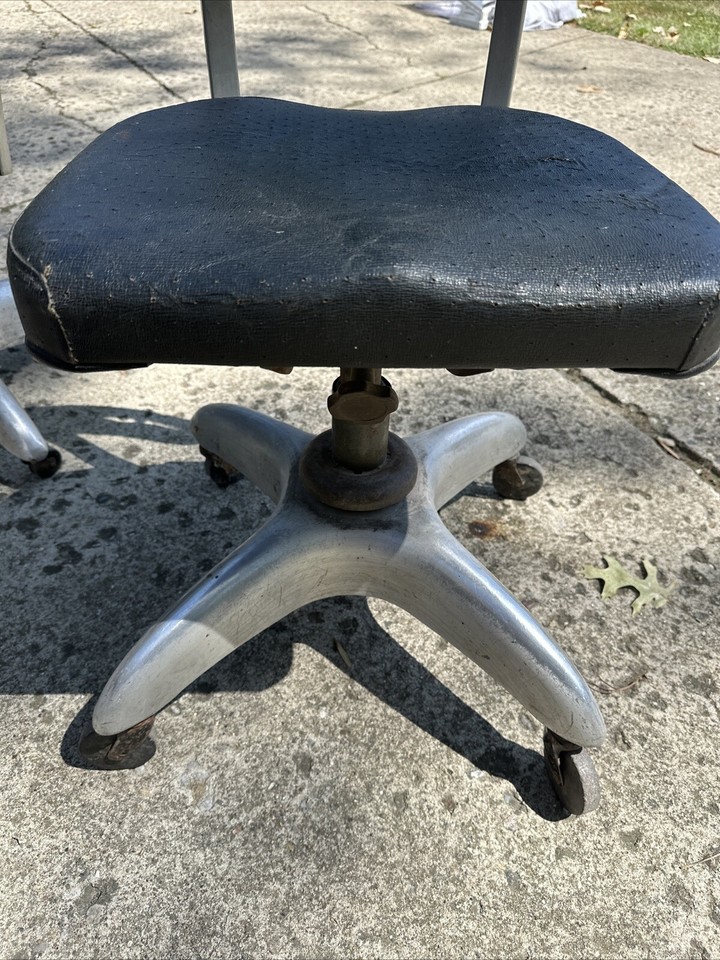 Vintage Goodform Mid Century Black Aluminum Metal Rolling Office Chair ...