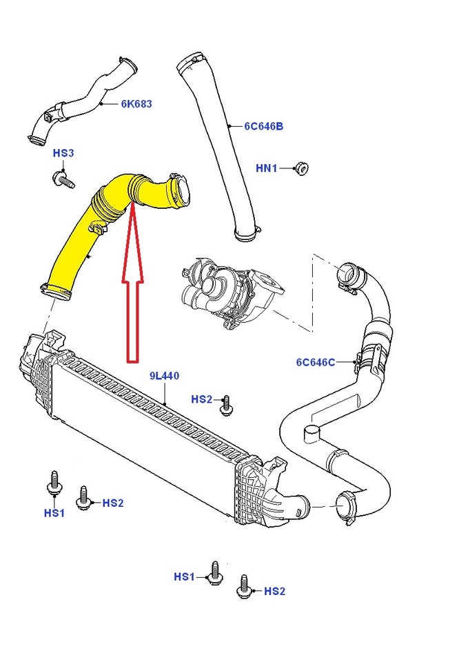 FOR INTERCOOLER PIPE TURBO BOOST HOSE 3M51-6C646-UD 3M516C646UD 1337785 ...