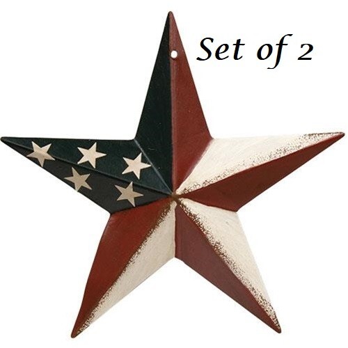 NEW Primitive Barn Star RED WHITE BLUE 2 pcs Americana Dimensional ...