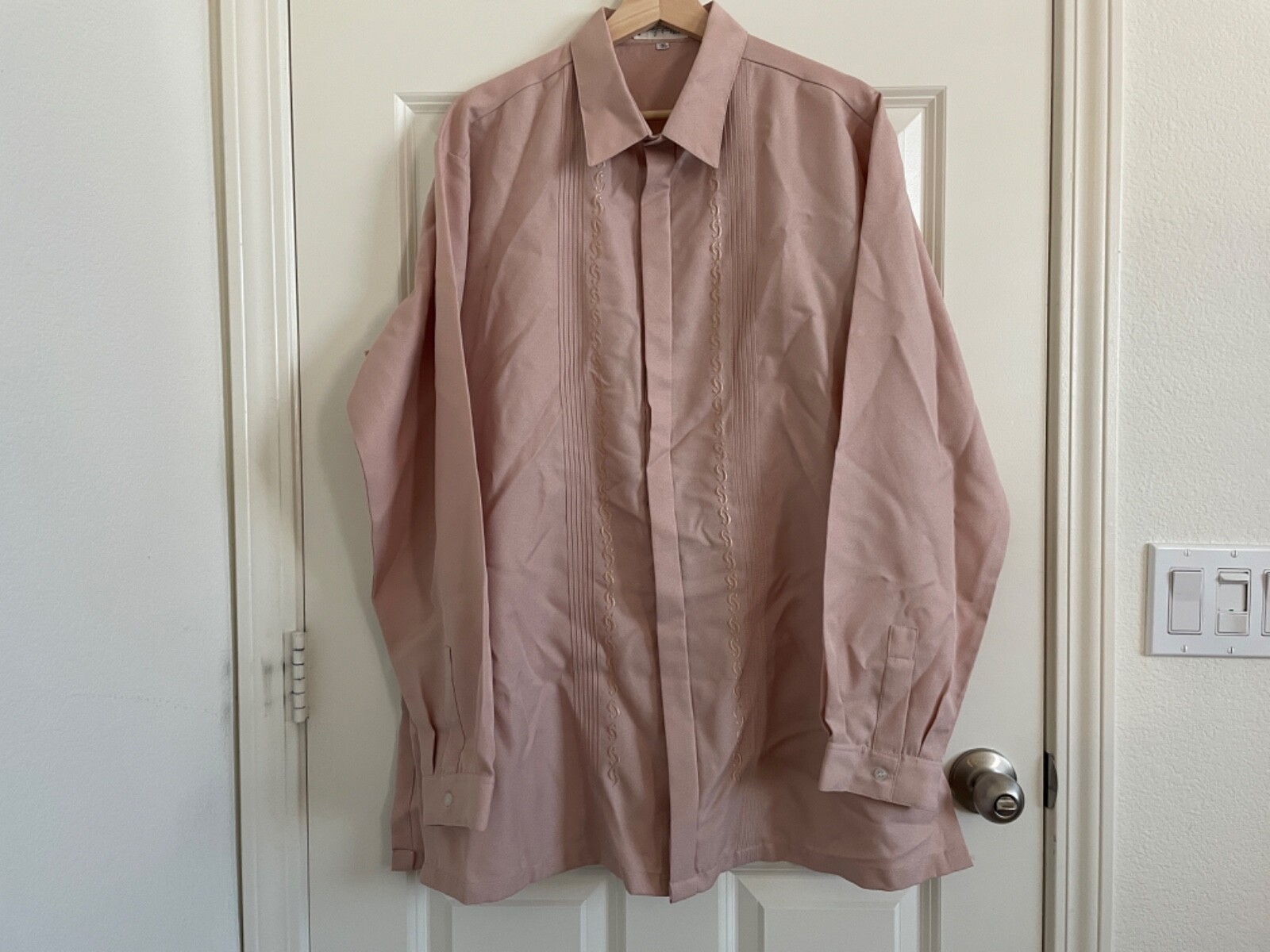 BARONG FILIPINO XL PINK MEN DRESS SHIRT LONG SLEEVE E… - Gem