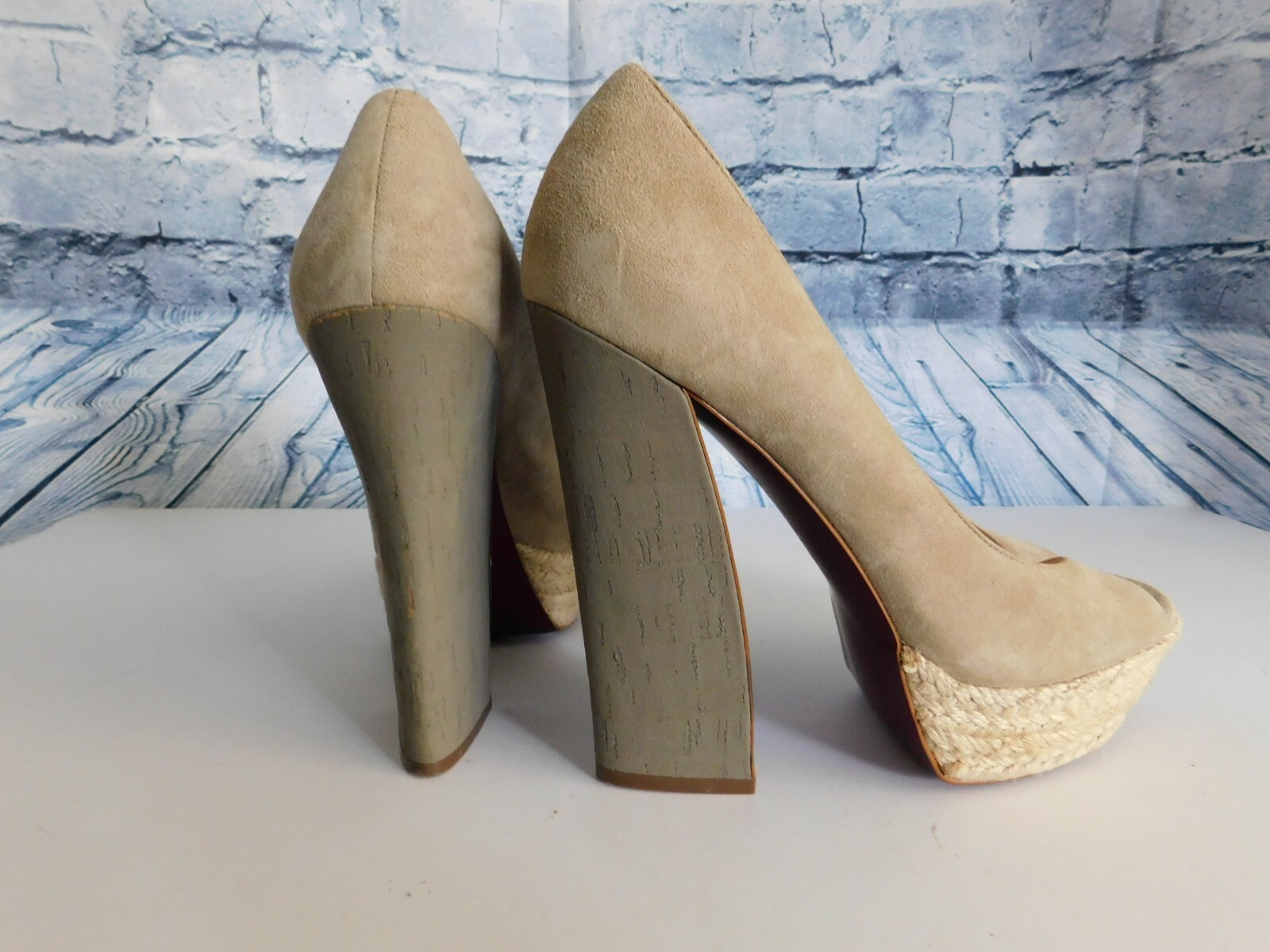 Boutique 9 Amalia Beige Suede Peep Toe Pump 5.5 Inch … - Gem
