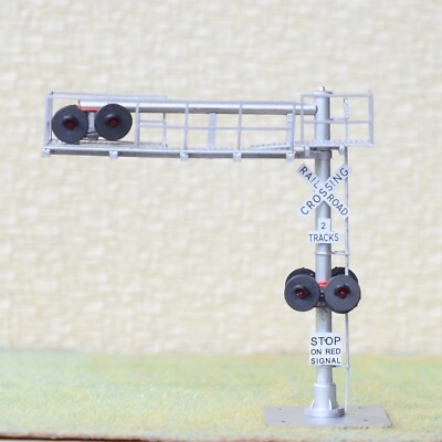 1 x HO scale model railroad cantilever grade crossing signal 2 tracks ...