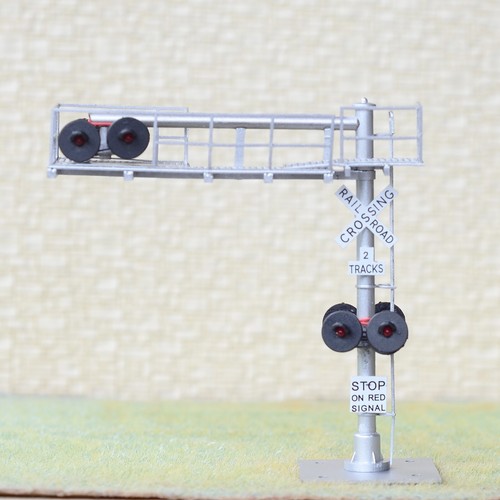 1 x HO scale model railroad cantilever grade crossing signal 2 tracks ...
