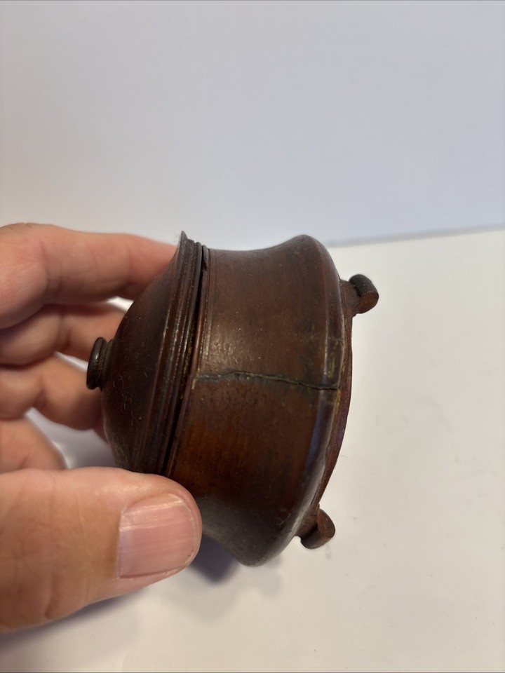 Antique 19th C Treen Ware Treenware Turned Wood Footed Pin Box Jar W ...