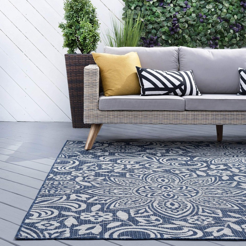 Tayse VND2607 4x6 Navy Jute Water Resistant Indoor Outdoor Rug | eBay