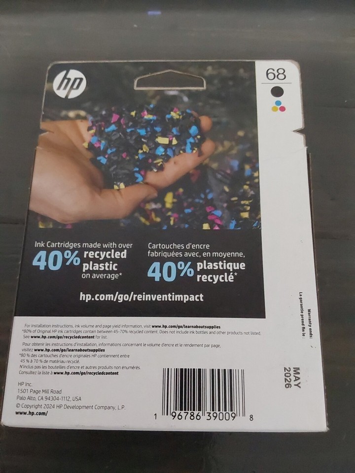 Genuine HP 68 2-Pack Black/Tri-color Ink Cartridges Combo, 6L6S2TN ...