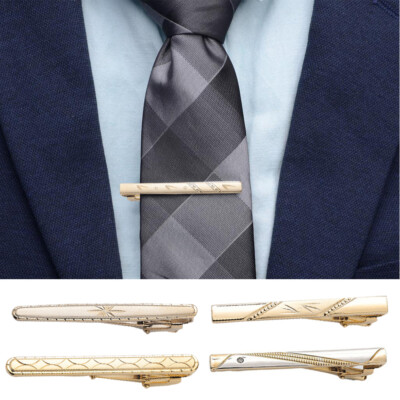 Men's Tie Clip Classic Pin Clasp Gold Color Male Business Necktie Clip ...