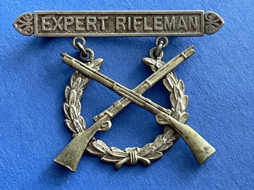 WWI era U.S Marine Corps Rifle Expert Badge Rifleman Pin Back C-Clasp 2 ...