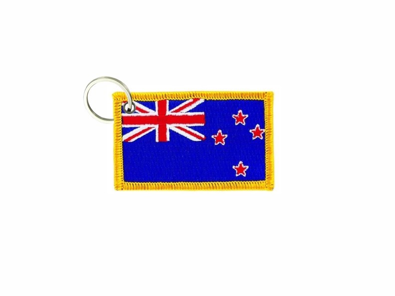 Keychain Keyring Embroidered Embroidery Patch Double Sided Flag Zealand ...