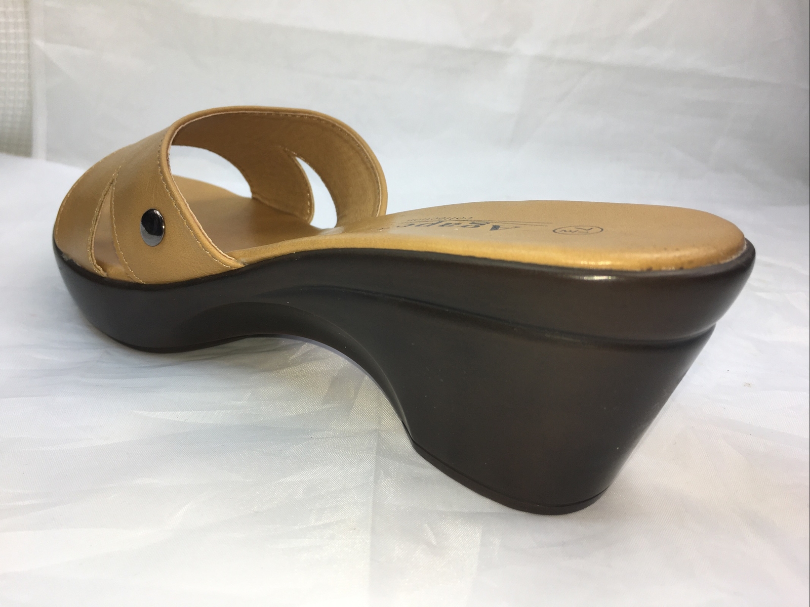 AGAPE-PROPET-BEIGE Women Sandal MULE PLATFORM Slide 2.5" MID-WEDGE HEEL ...