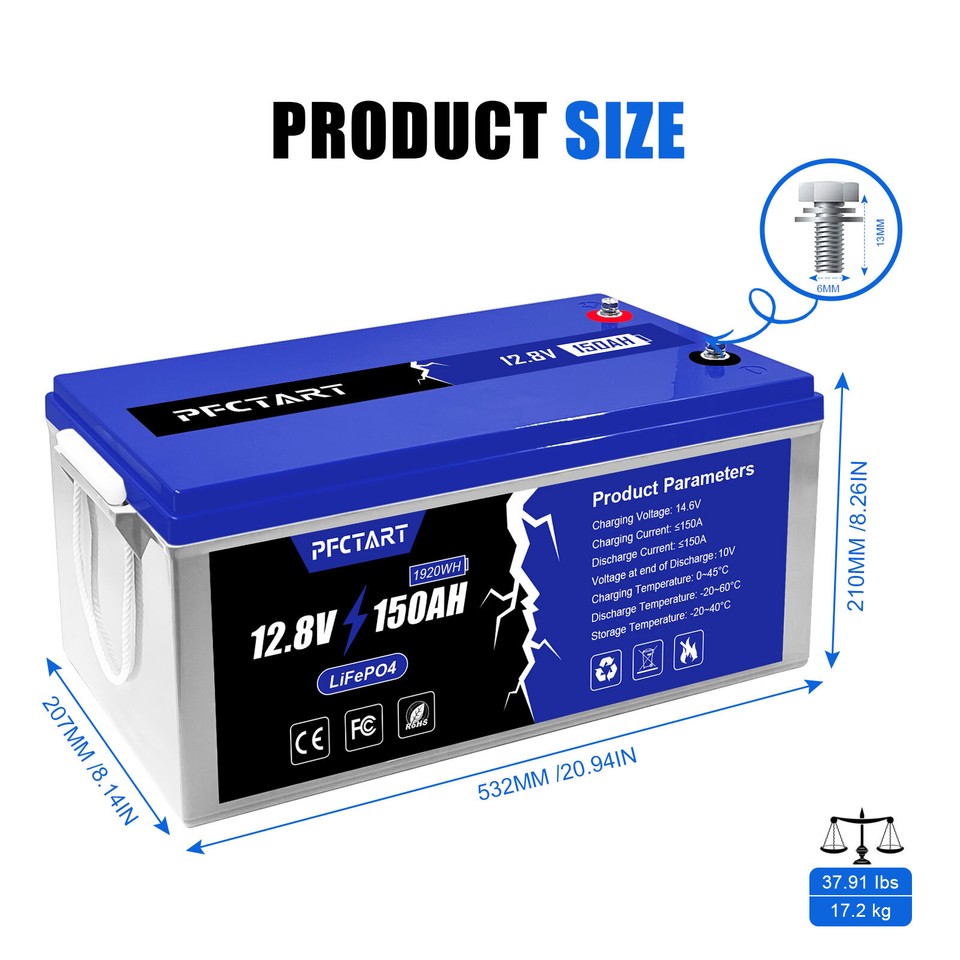 300Ah 200Ah 150Ah 100Ah LiFePO4 Deep Cycle Lithium Battery Off-grid Big ...