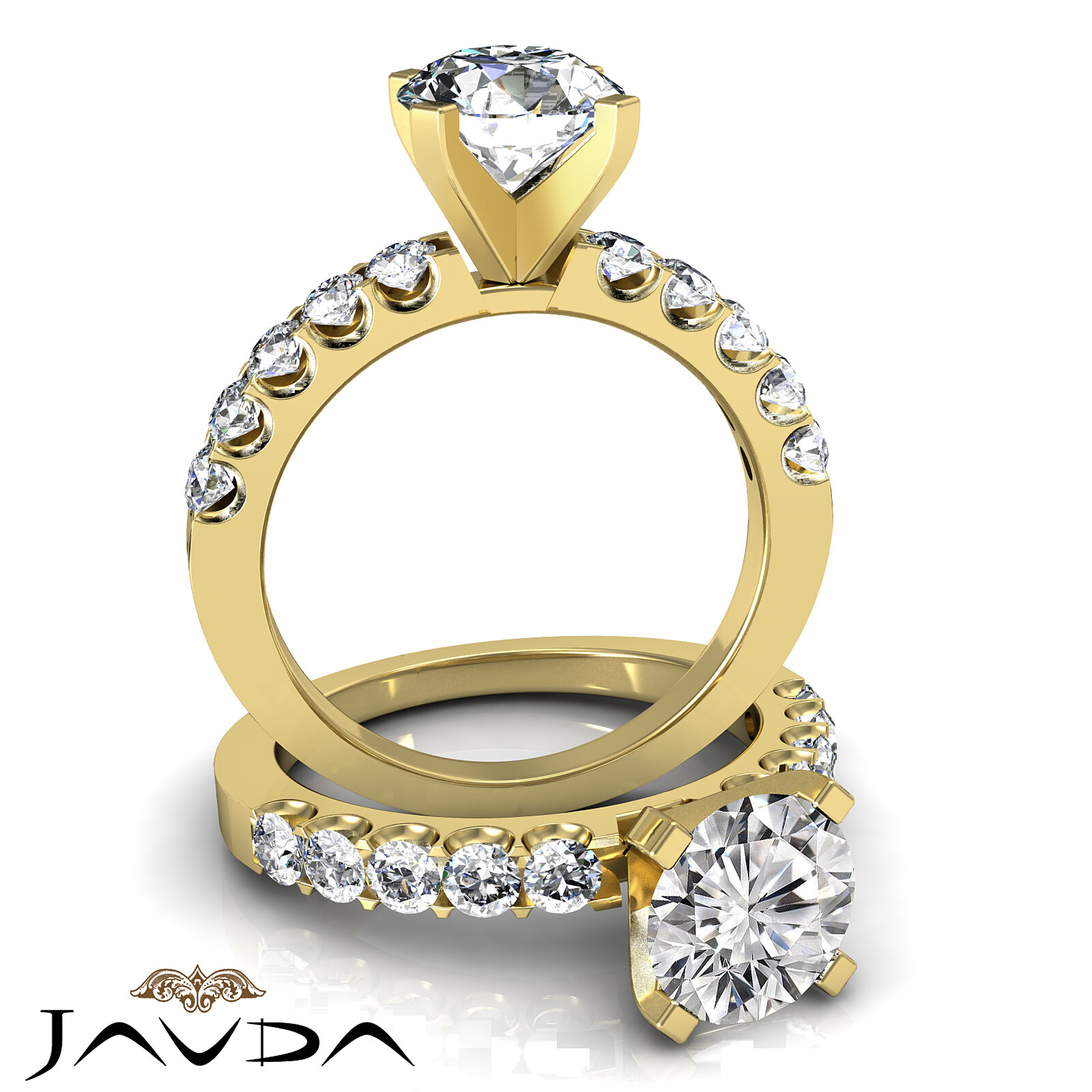 French Pave Set Round Cut Diamond Engagement Ring GIA F Color VS2 ...