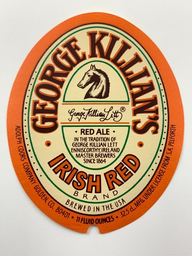 George Killian's Irish Red Ale Beer Label Adolph Coors Company Golden ...
