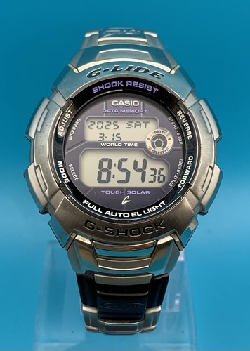 CASIO VINTAGE G-SHOCK GL-210-1 G-LIDE TOUGH SOLAR STEEL BRACELET JAPAN ...