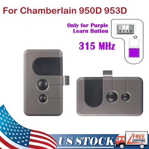 2x Garage Door Opener 315 mhz For Chamberlain 950D 953D Purple Learn ...
