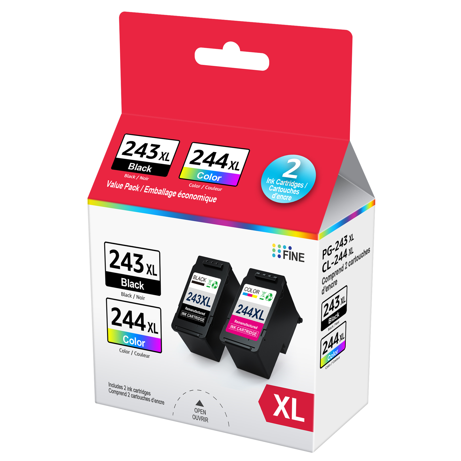 PG-243XL Ink Cartridge compatible for Canon CL-244XL MG2525 MG2555 ...