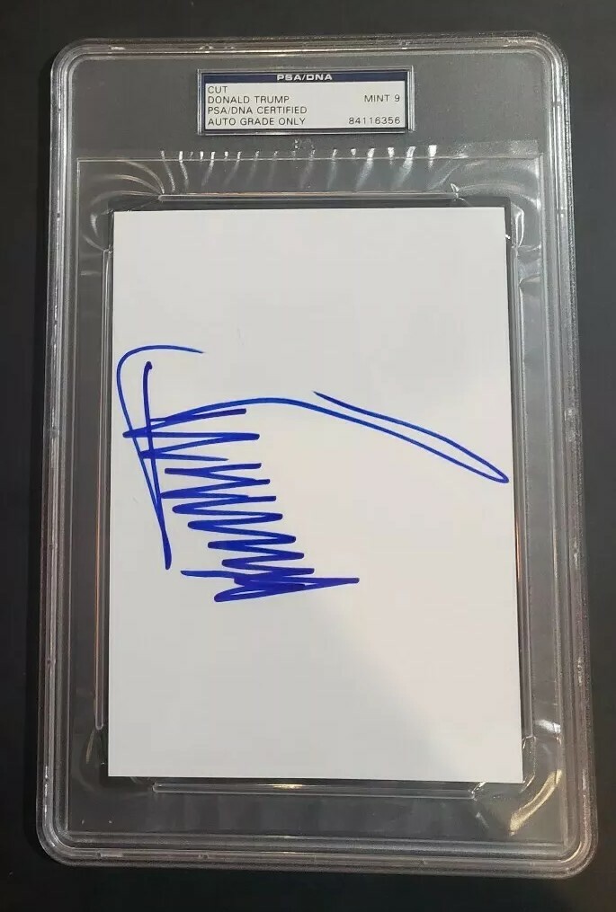 Donald Trump Signed Cut Huge 5x7 PSA DNA Mint 9 Autograph President ...