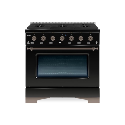 BRAND NEW 36" HALLMAN CLASSICO DUAL FUEL RANGE IN GLOSSY BLACK WITH ...