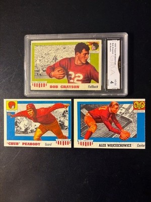 1955 Topps Football All-American Lot 3 Dif. Grayson #5 graded Vg-Ex 4 ...