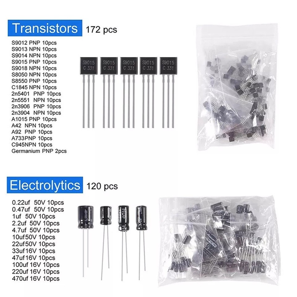 Assortment Capacitors LEDs Transistors Resistors DC PCB Electronic ...