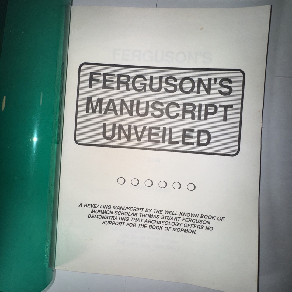 Ferguson’s Manuscript Unveiled, By Jerald And Sandra Tanner, 1988, 29 ...