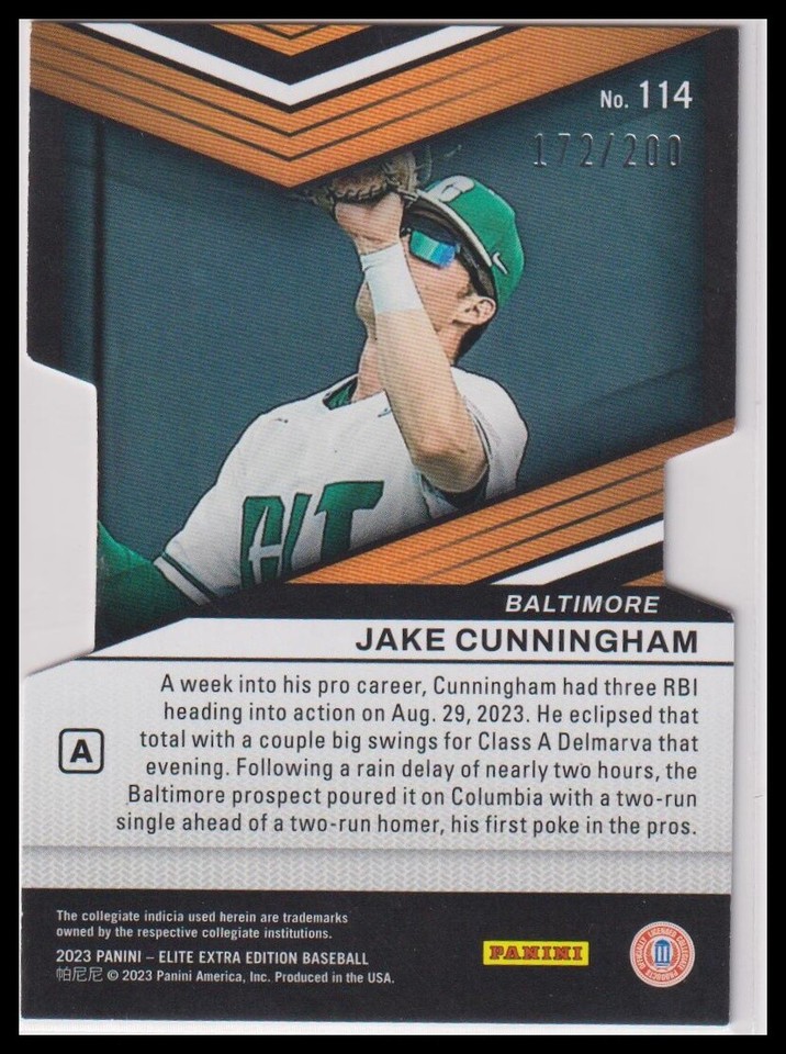 2023 Panini Elite Extra #114 Jake Cunningham Prime Numbers A Die Cut /200 | eBay