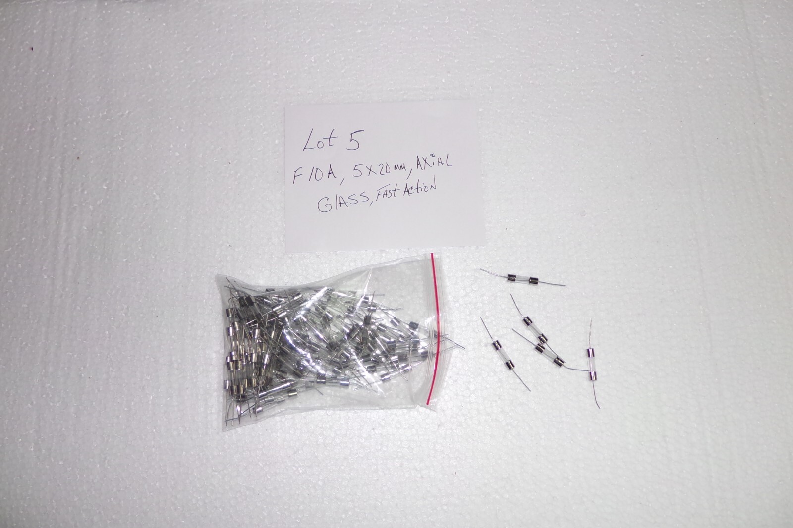 F10A 250V,AXIAL, GLASS FUSE 5x20mm, 250V, FAST-ACTION..LOT OF 5 PIECES ...