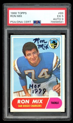 1968 Topps #68 Ron Mix Autograph Signed Inscription Auto HOF PSA 5/10 ...