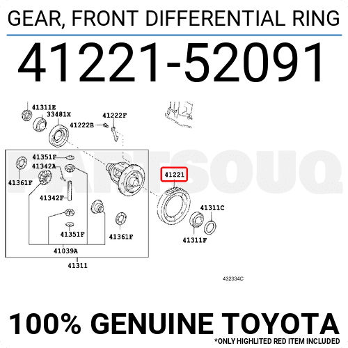 4122152091 Genuine Toyota GEAR, FRONT DIFFERENTIAL RING 41221-52091 | eBay