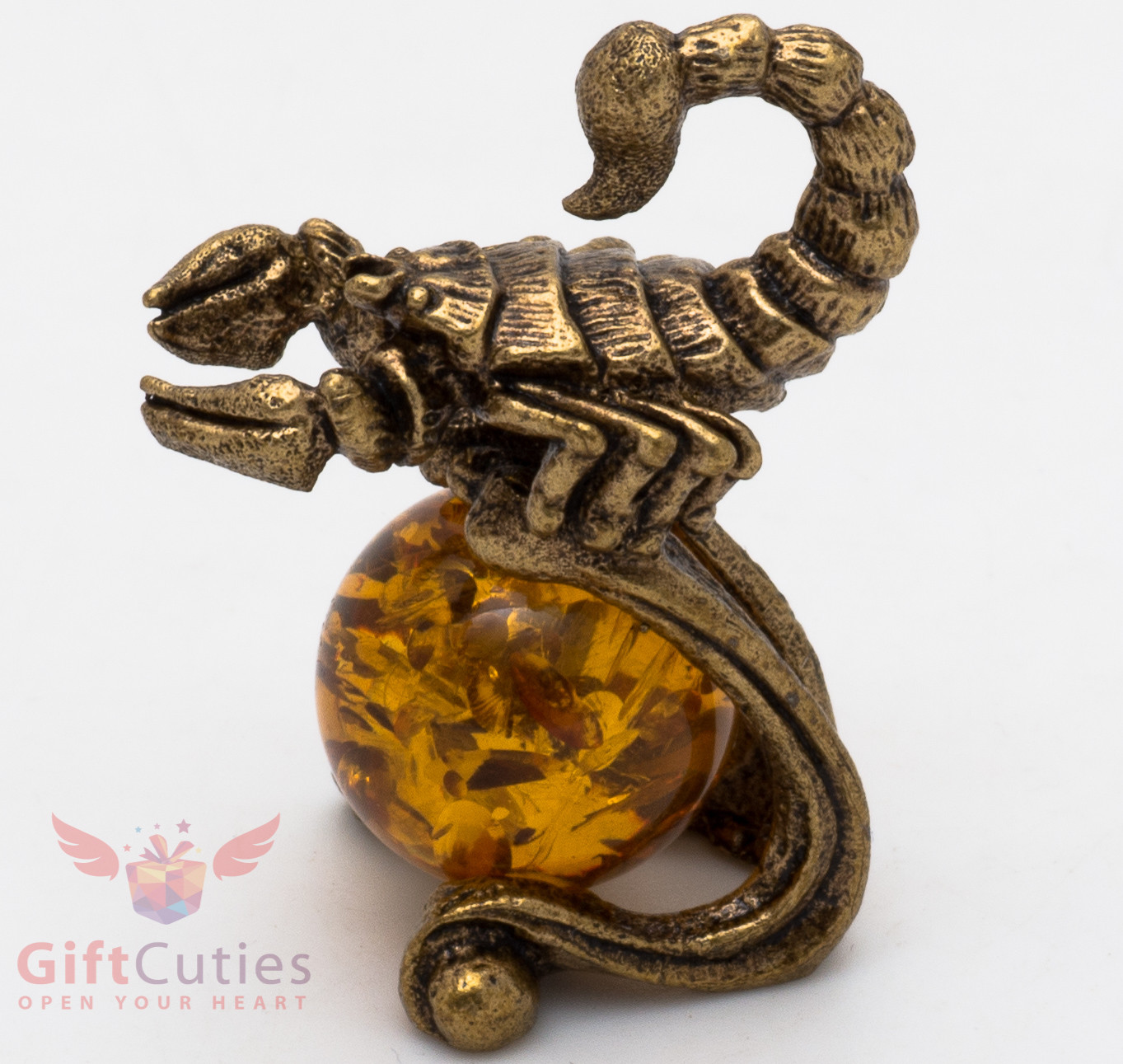 Solid Brass Amber Figurine of Baby Scorpion Scorpio Astrological sign ...